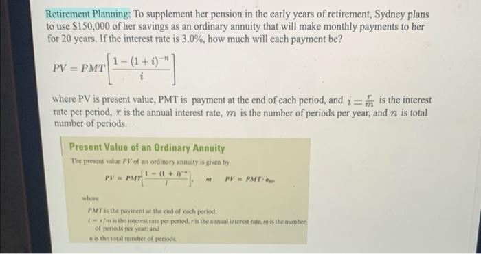 Solved Retirement Planning: To supplement her pension in the | Chegg.com