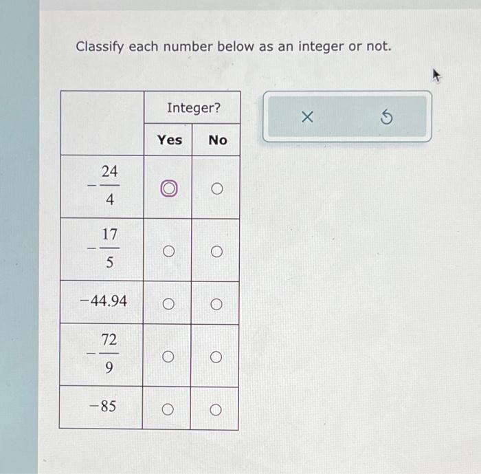 Solved Classify each number below as an integer or not. | Chegg.com