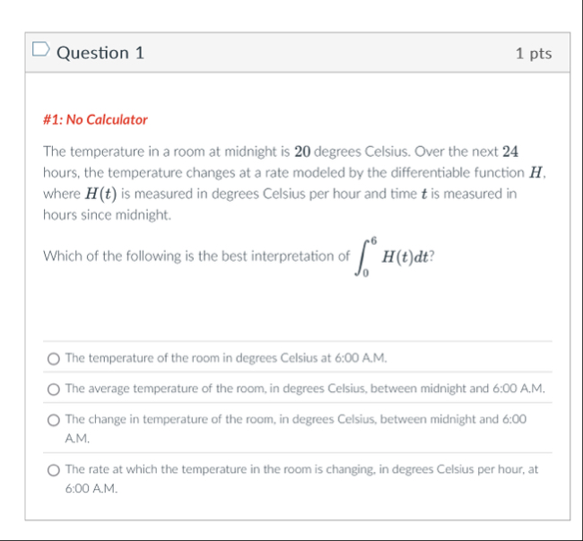 Solved Question 11 ﻿pts#1: No CalculatorThe temperature in a | Chegg.com