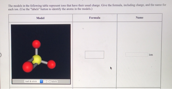 Solved The models in the following table represent ions that | Chegg.com