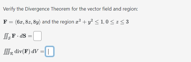 Solved Verify the Divergence Theorem for the vector field | Chegg.com