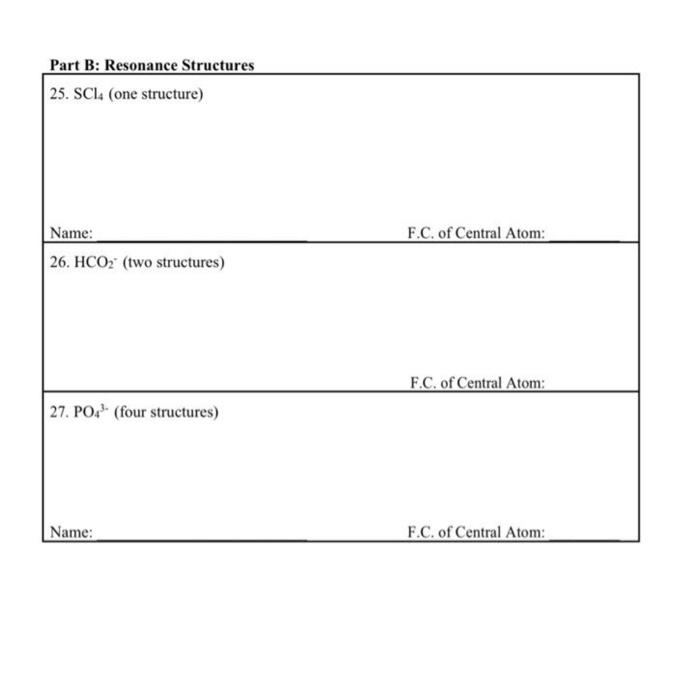 Solved Part B: Resonance Structures \begin{tabular}{l} 25. | Chegg.com
