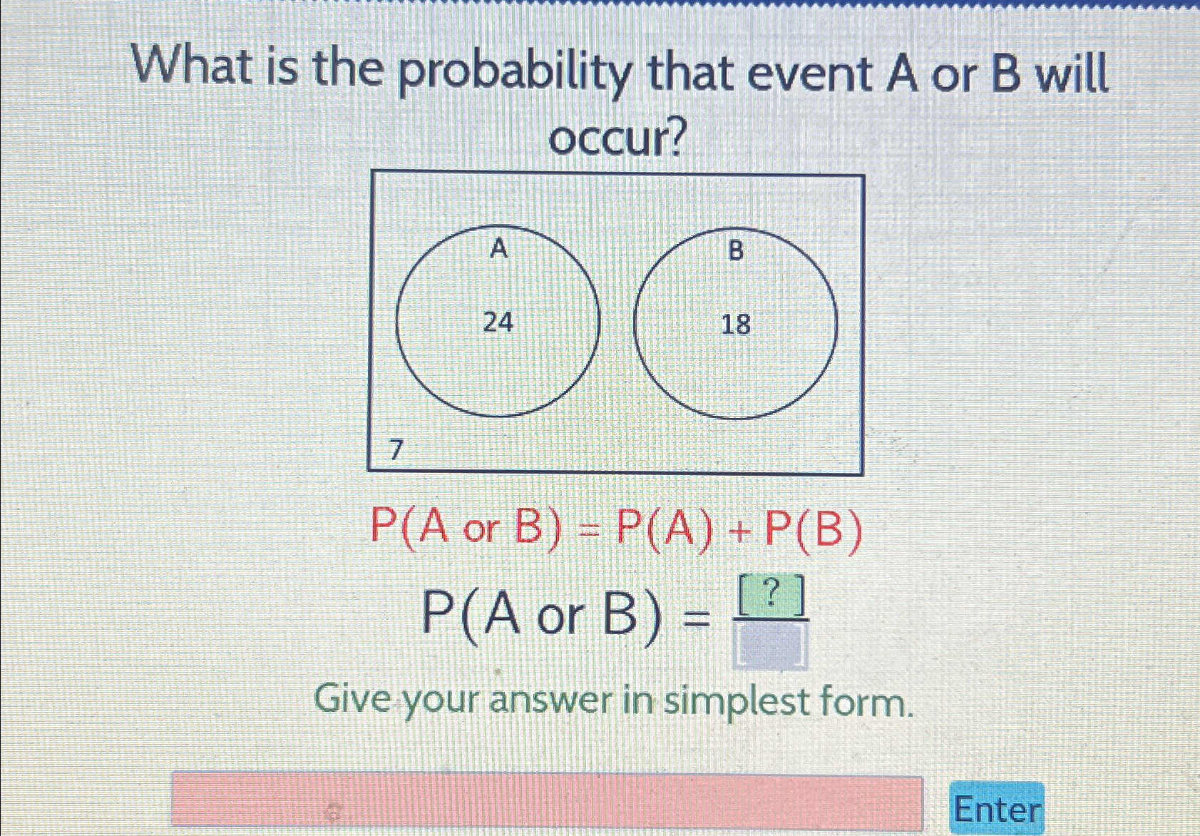 Solved What is the probability that event A or B will | Chegg.com