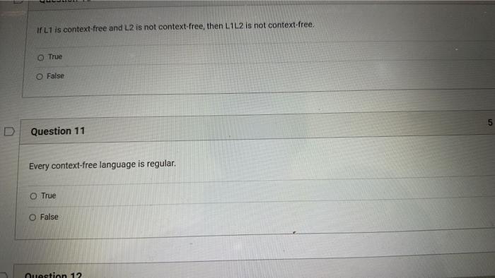 Solved If L1 is context-free and L2 is not context-free, | Chegg.com