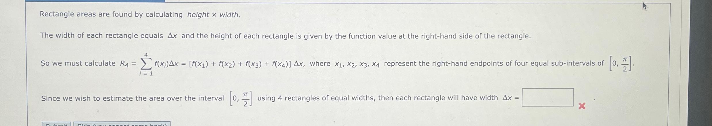 Solved Rectangle areas are found by calculating height × | Chegg.com