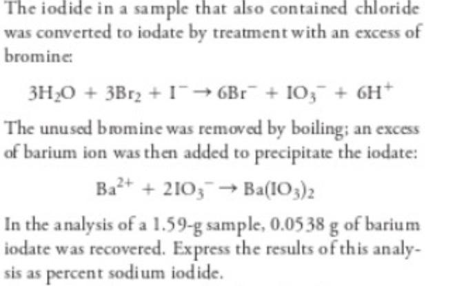 Solved The iodide in a sample that also contained chloride | Chegg.com