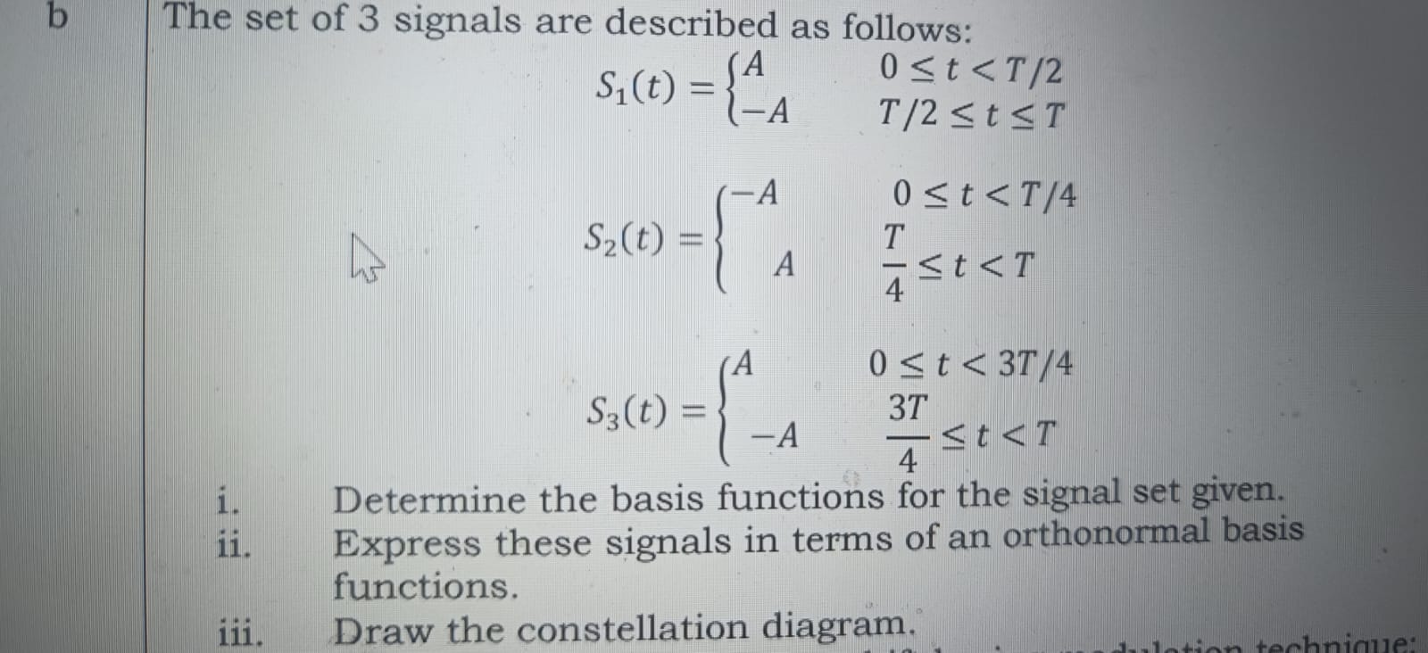 b , ﻿The set of 3 ﻿signals are described as follows: | Chegg.com