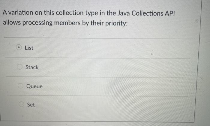 Solved A variation on this collection type in the Java | Chegg.com