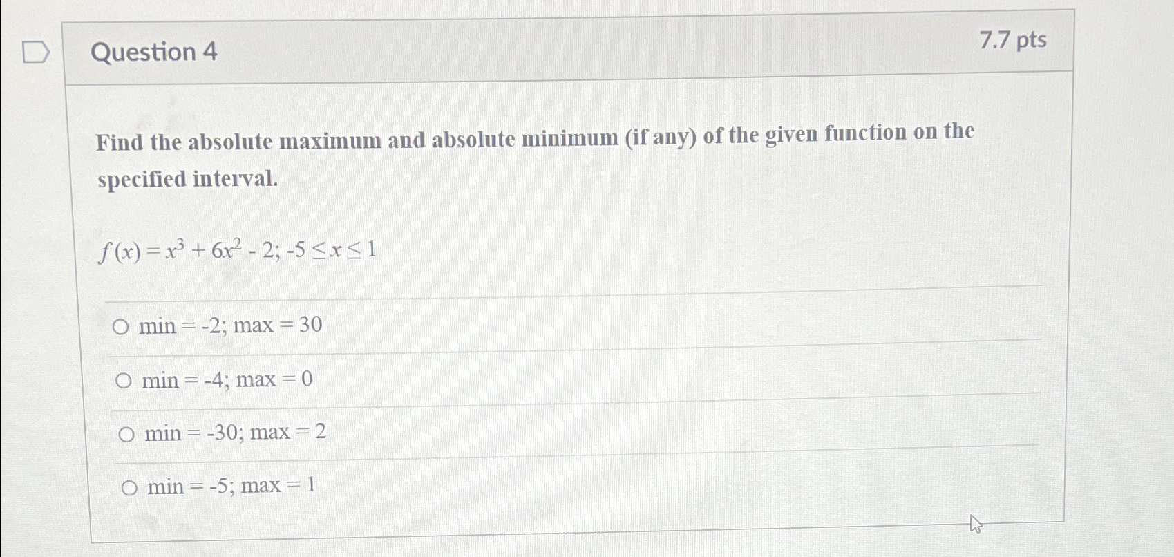Solved Question 47.7 ﻿ptsFind the absolute maximum and | Chegg.com