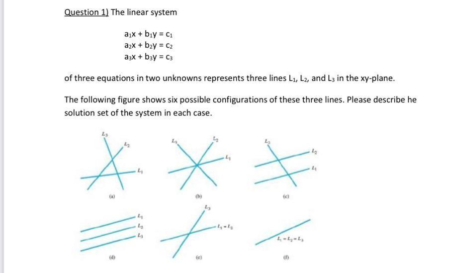 Solved Question 1) The linear system | Chegg.com