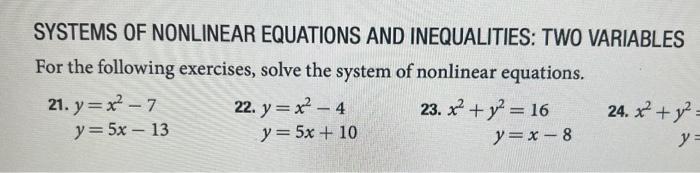 Solved SYSTEMS OF LINEAR EQUATIONS: TWO VARIABLES For the | Chegg.com