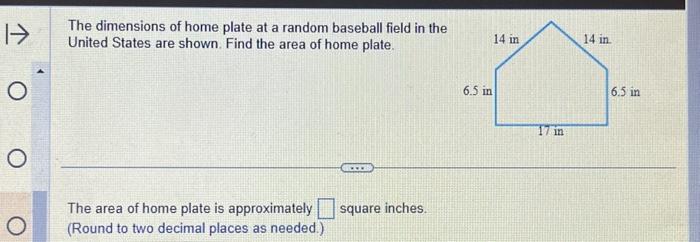 Solved The dimensions of home plate at a random baseball | Chegg.com