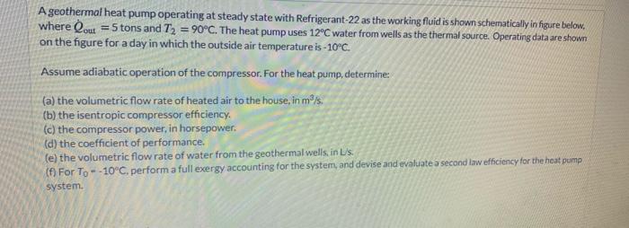 Solved A geothermal heat pump operating at steady state with | Chegg.com