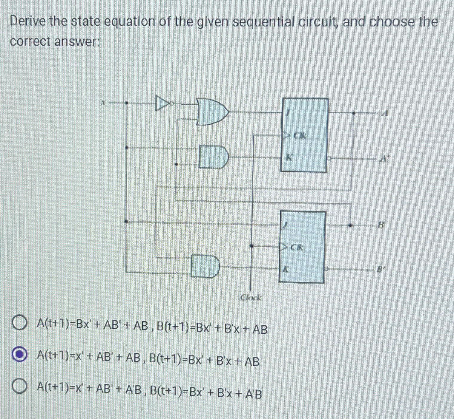 Derive the state equation of the given sequential | Chegg.com