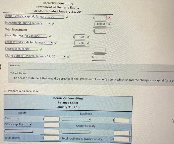 Solved Financial StatementsDiane Bernick opened Bernick's | Chegg.com
