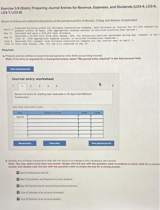 Solved Exercise 3.5 (Static) Relationship between Net Income | Chegg.com
