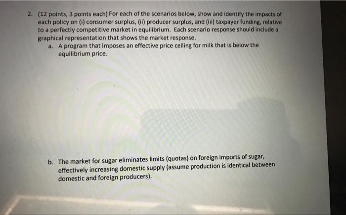 Solved 2. (12 points, 3 points each) For each of the | Chegg.com