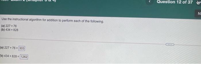 Solved Question 12 of 37 N Use the instructional algorithm | Chegg.com