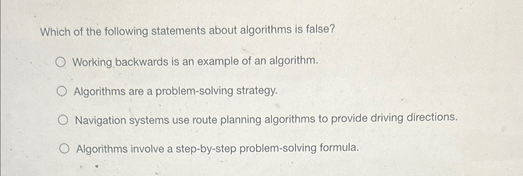 Solved Which of the following statements about algorithms is | Chegg.com
