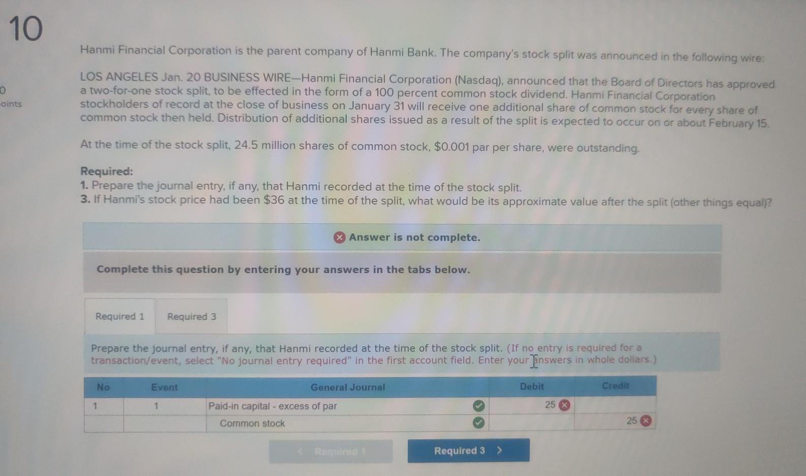 Solved 10 Hanmi Financial Corporation is the parent company | Chegg.com