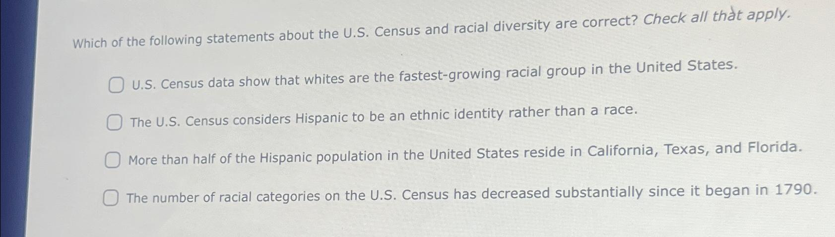 Solved Which of the following statements about the U.S. | Chegg.com