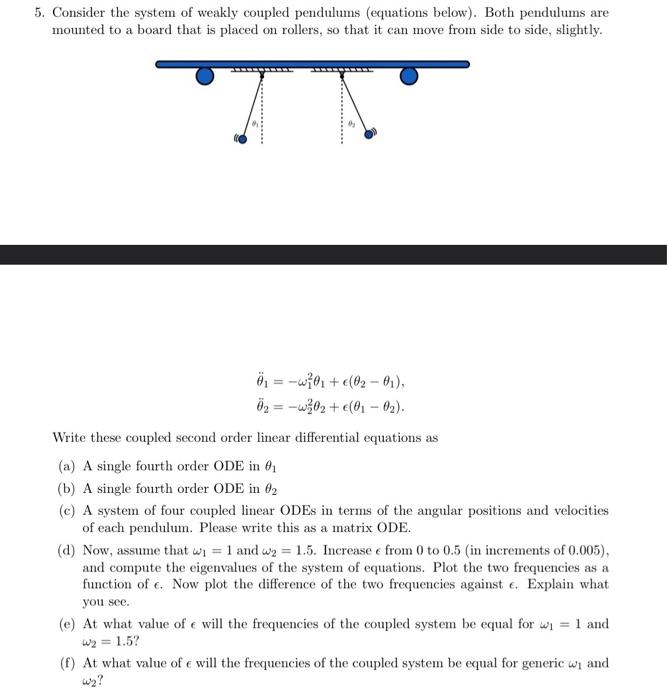 Solved 5. Consider the system of weakly coupled pendulums | Chegg.com