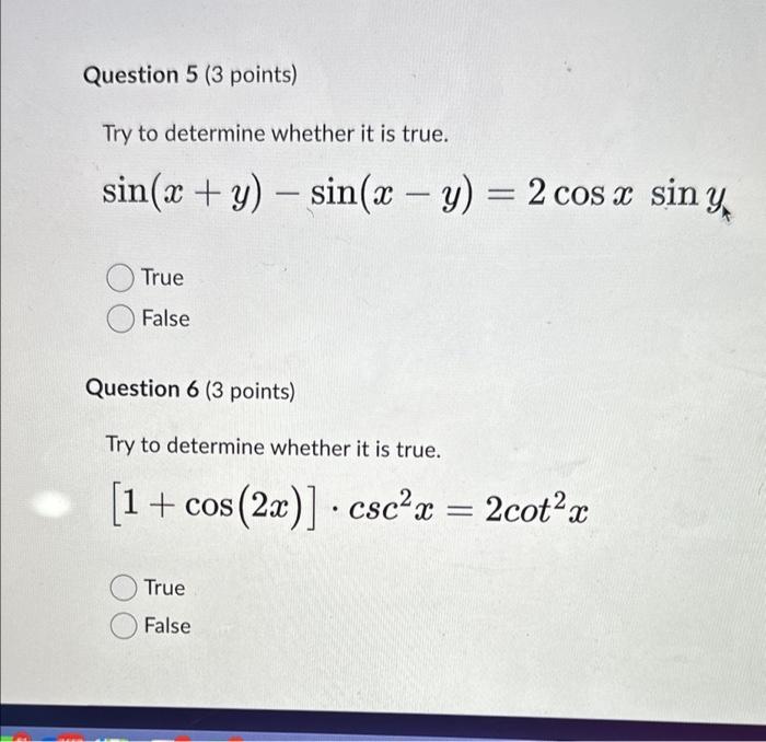 Solved Question 5 (3 points) Try to determine whether it is | Chegg.com