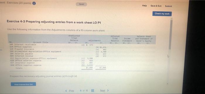 Solved nent-Ekercises (20 points) Help Save & Exit Submit | Chegg.com