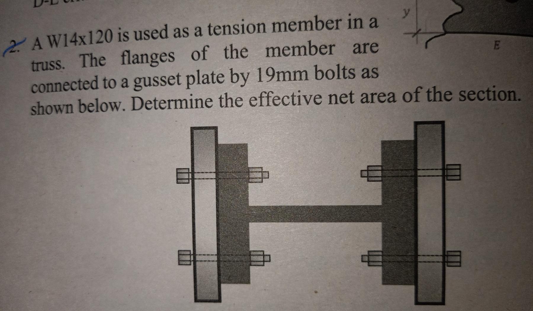 Solved y 2. A W14x120 is used as a tension member in a | Chegg.com