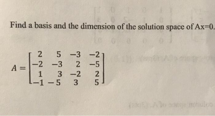Solved Find a basis and the dimension of the solution space | Chegg.com