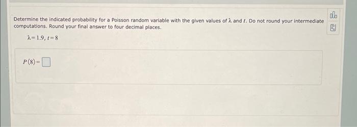 Solved al Determine the indicated probability for a Poisson | Chegg.com