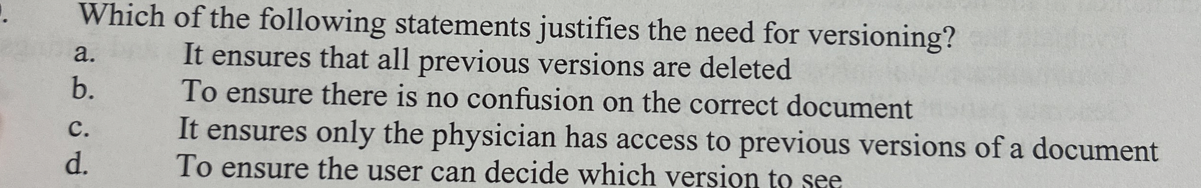 Solved Which of the following statements justifies the need | Chegg.com