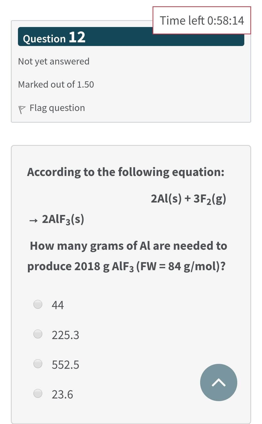 Solved Time left 0:58:14 Question 12 Not yet answered Marked | Chegg.com