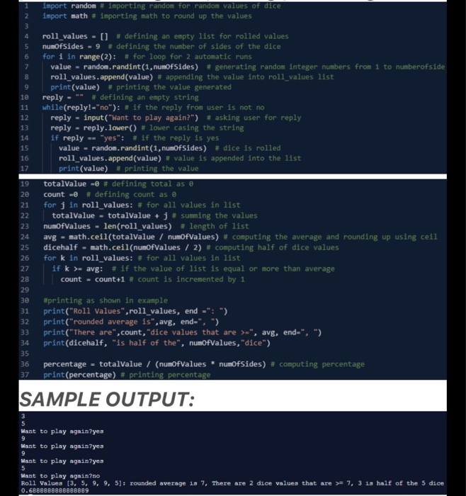 Solved import random importing random for random values of | Chegg.com