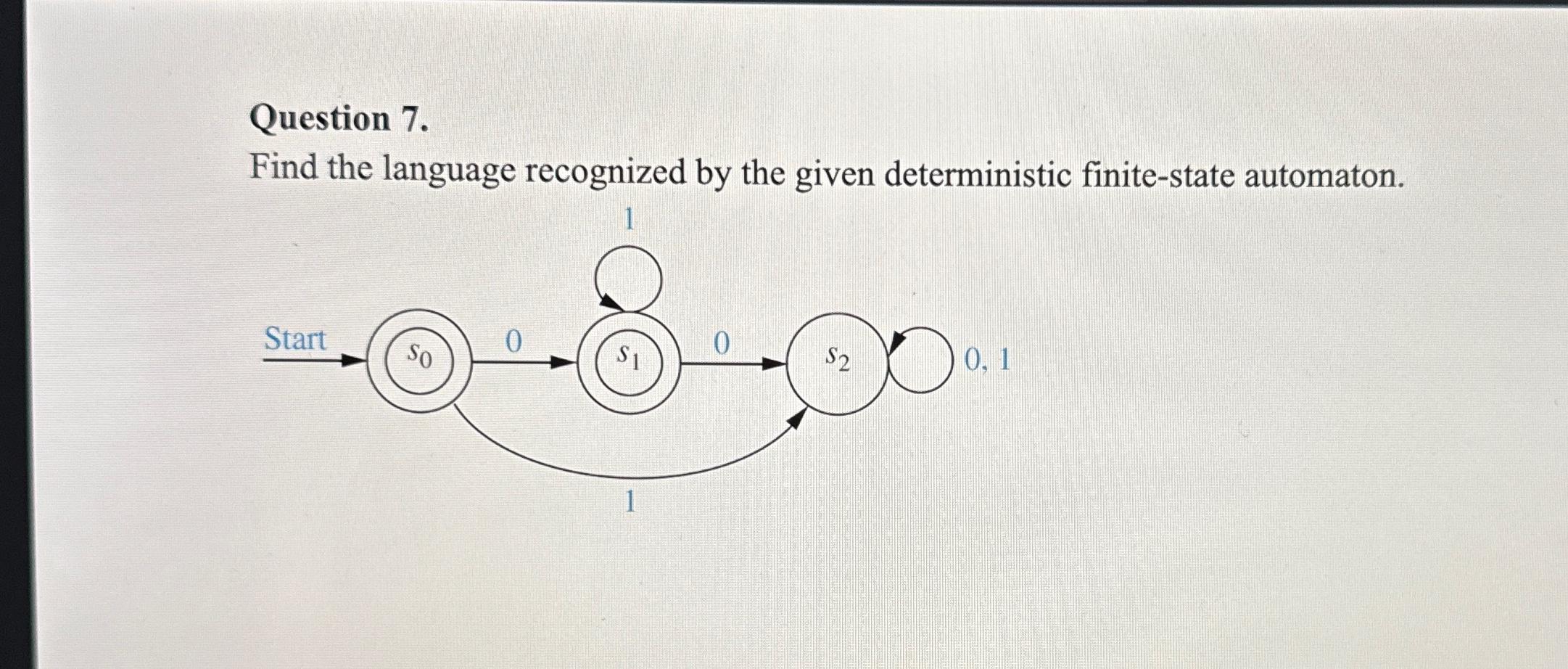 Solved Question 7find The Language Recognized By The Given