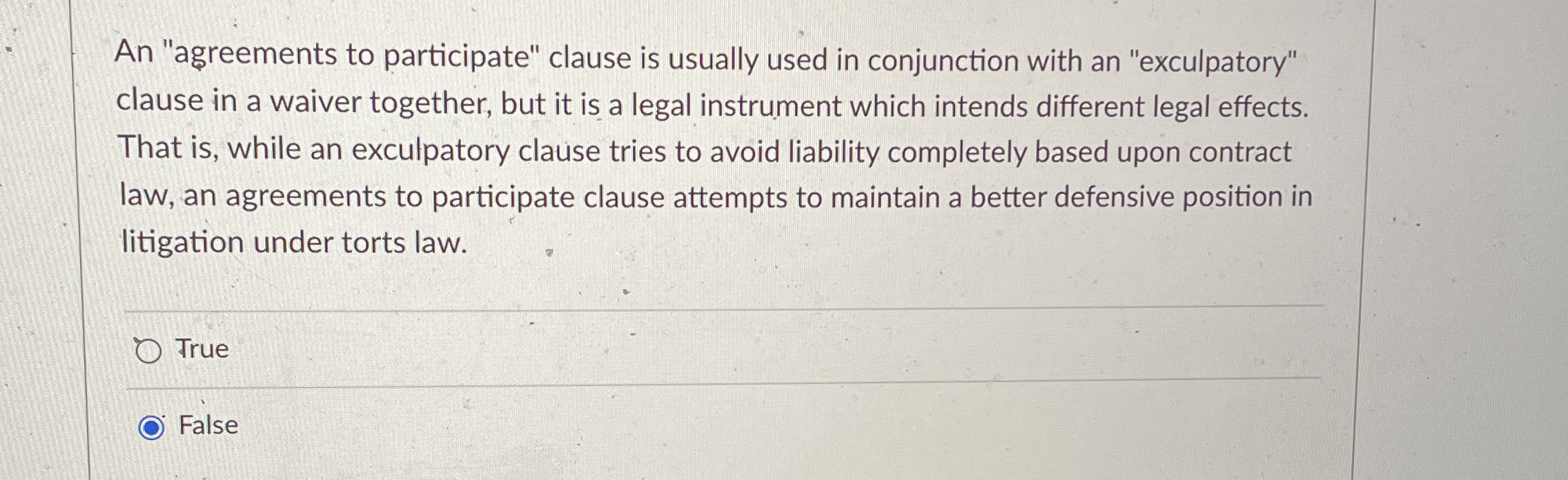 Solved An "agreements to participate" clause is usually used | Chegg.com