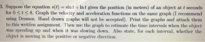 Solved 3. Suppose the equation s(t) = sint + Int gives the | Chegg.com