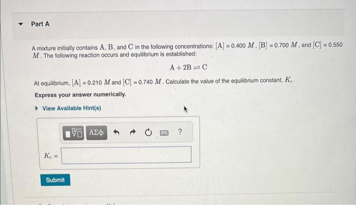 Solved A mixture initially contains A,B, and C in the | Chegg.com