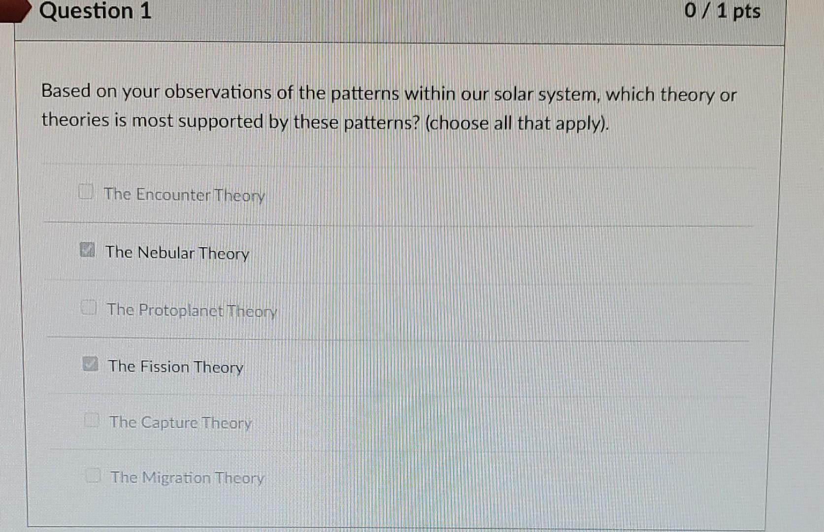 Solved Question 1 0 / 1 pts Based on your observations of | Chegg.com
