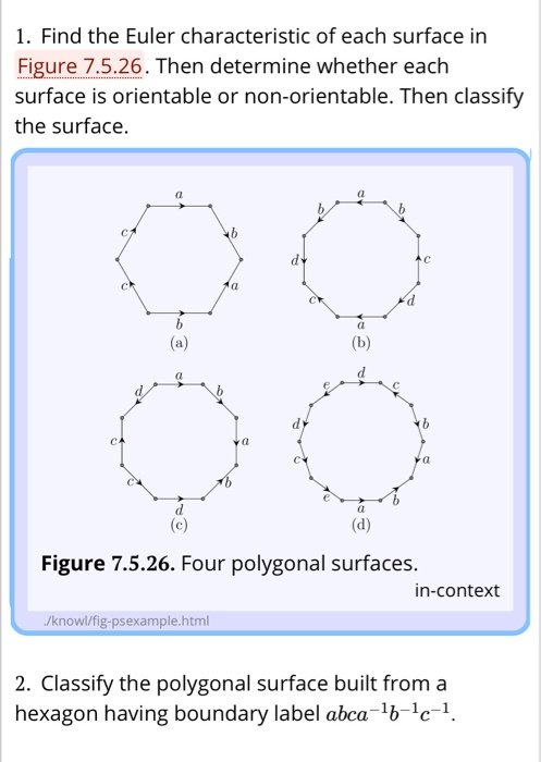 Solved 1. Find the Euler characteristic of each surface in | Chegg.com