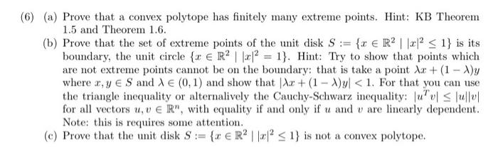 Solved 6) (a) Prove that a convex polytope has finitely many | Chegg.com