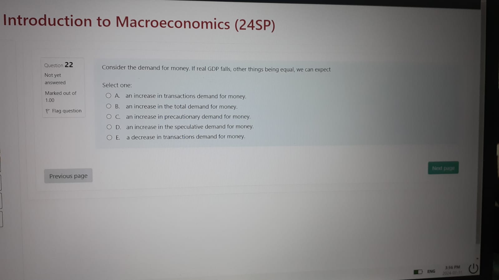 Solved Introduction to Macroeconomics (24SP)Question 22Not | Chegg.com