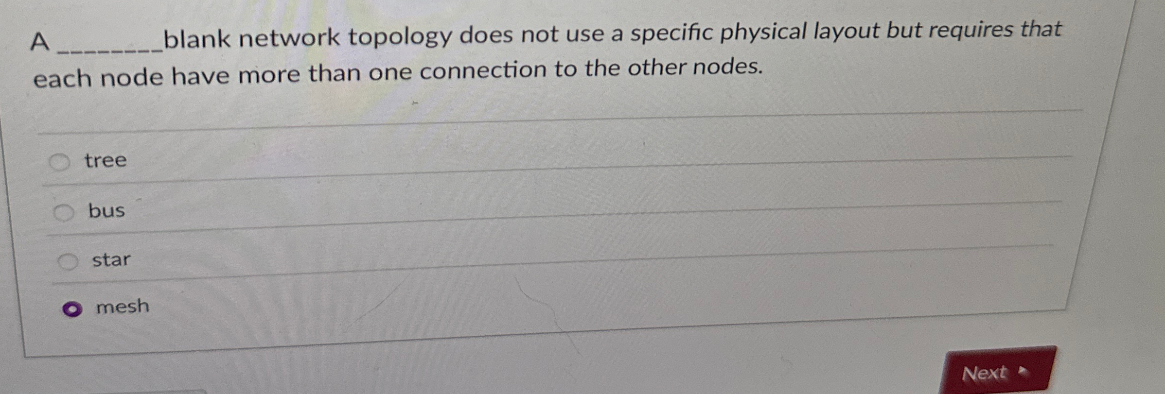 Solved A ﻿blank network topology does not use a specific | Chegg.com