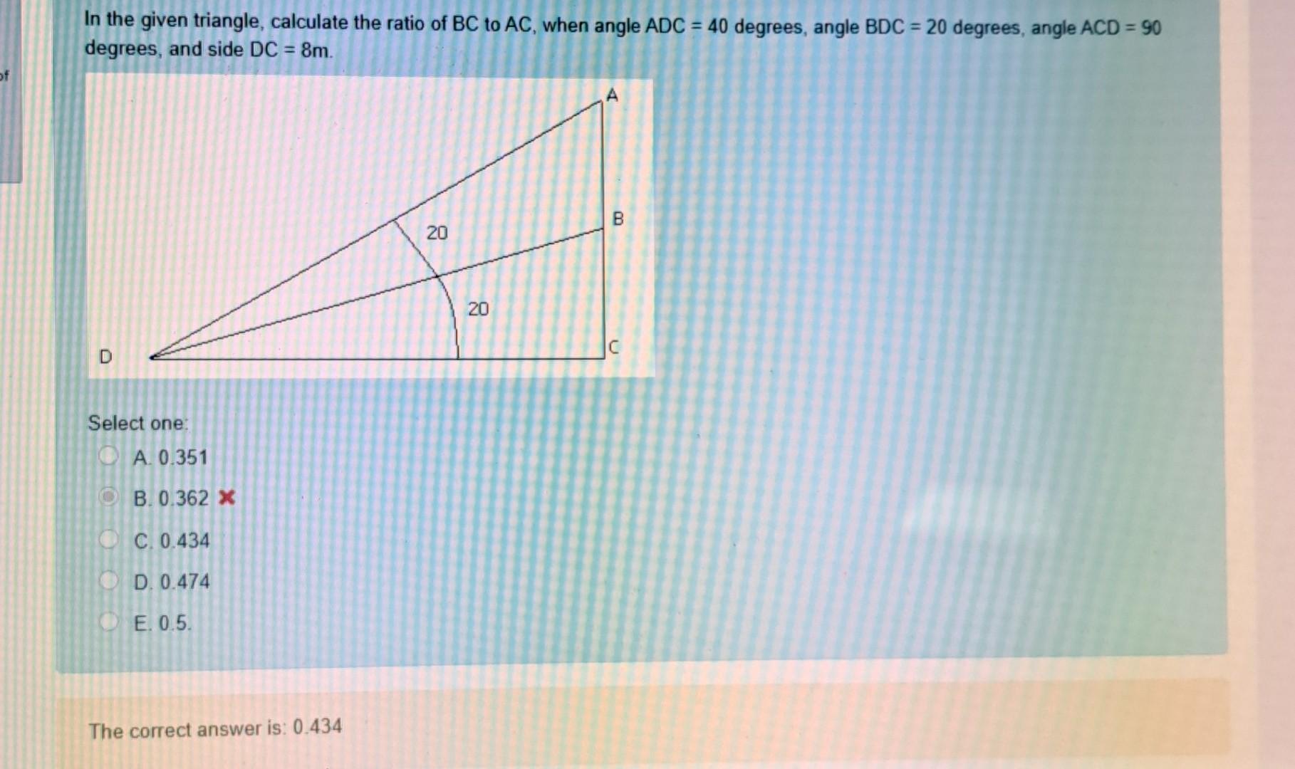Solved In the given triangle, calculate the ratio of BC to | Chegg.com