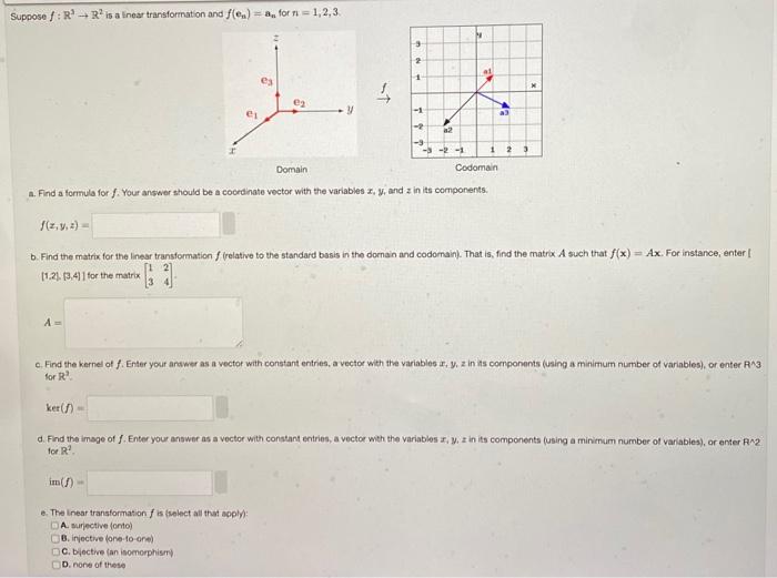 Solved Suppose f:R3→R2 is a tnear transformation and | Chegg.com