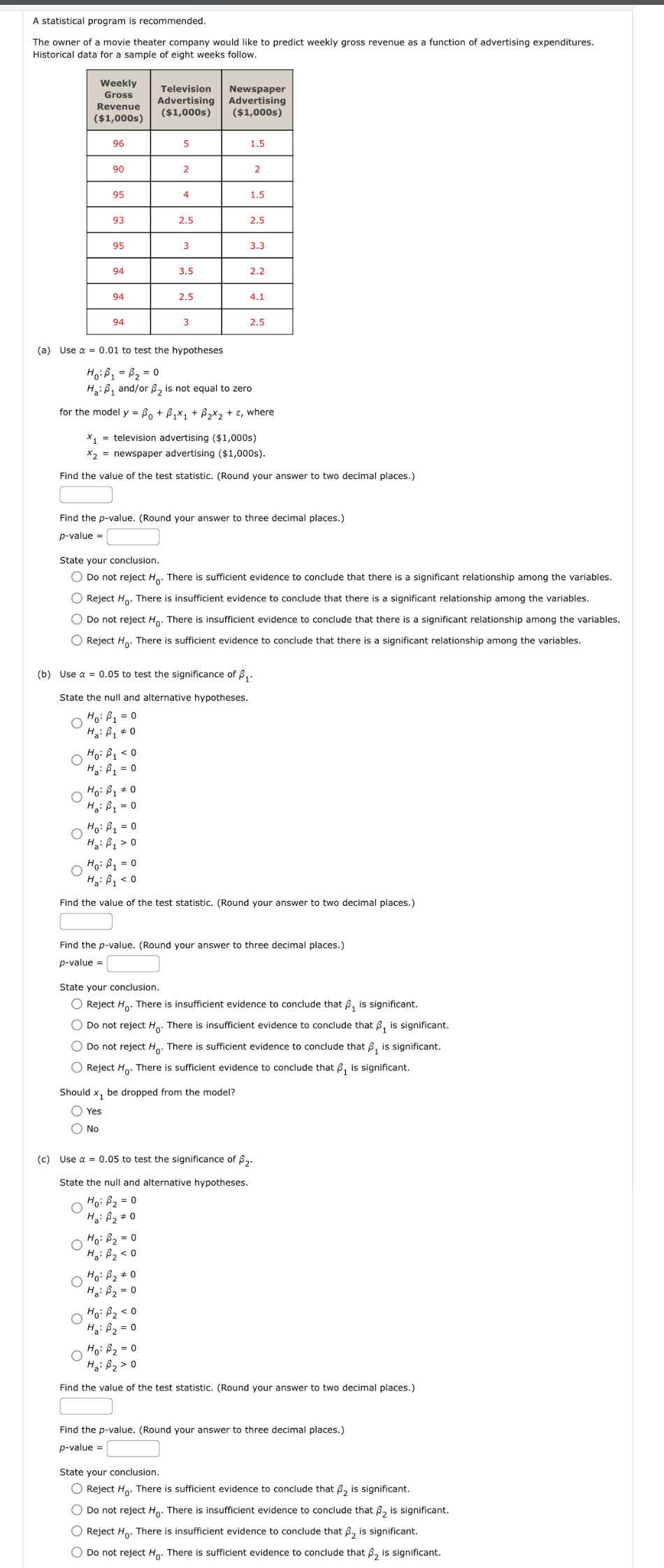 Solved A statistical program is recommended.The owner of a | Chegg.com