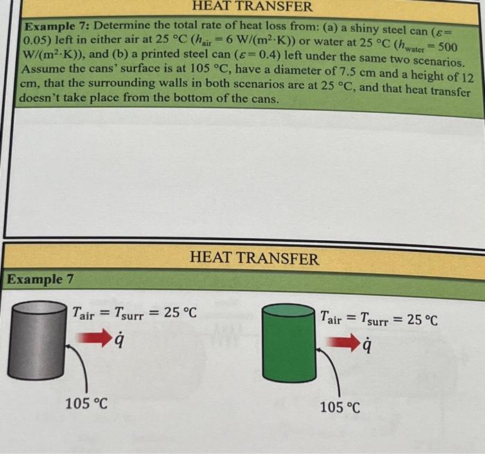 Solved Example 7: Determine the total rate of heat loss | Chegg.com