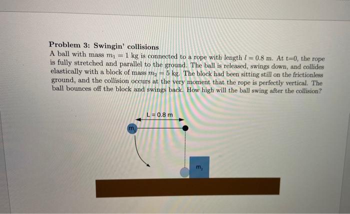 Solved Problem 3: Swingin' collisions A ball with mass m1=1 | Chegg.com