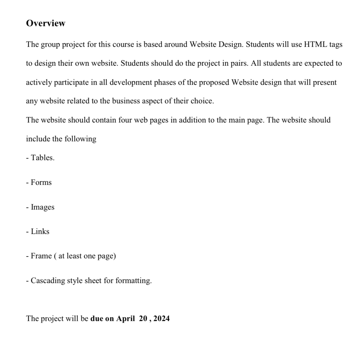 Solved OverviewThe group project for this course is based | Chegg.com