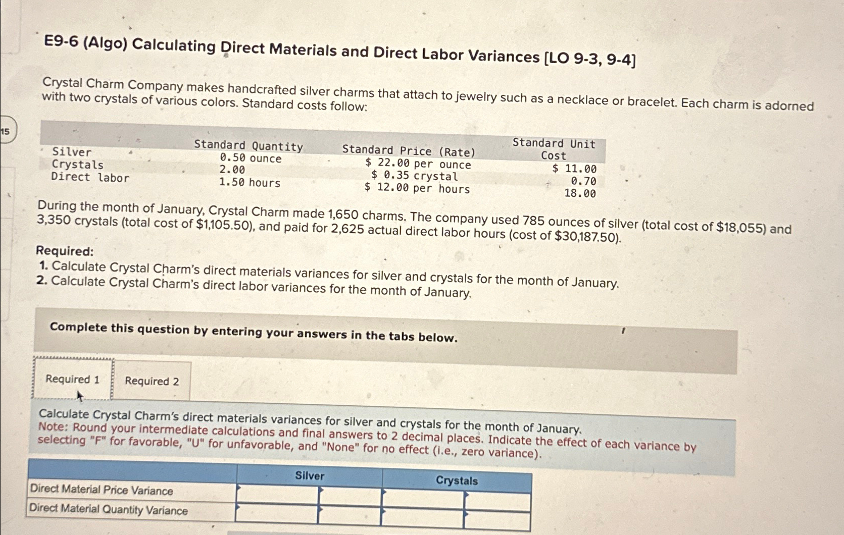 Solved E9-6 (Algo) ﻿Calculating Direct Materials and Direct | Chegg.com